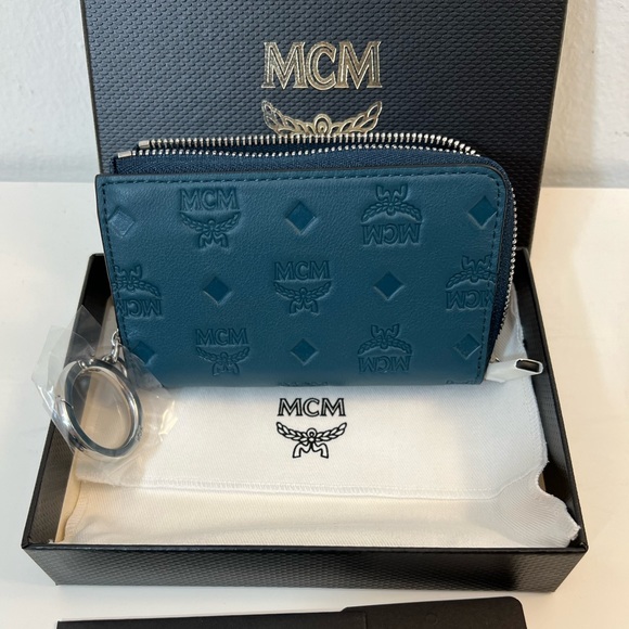 MCM | Accessories | Mcm Mini Monogram Zip Wallet | Poshmark